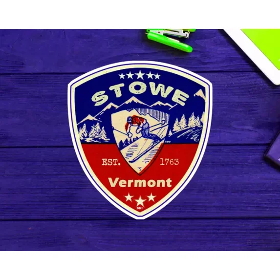 Stowe Vermont Decal Sticker Skiing Ski Mountain Vt Sticker Laptop Car ...