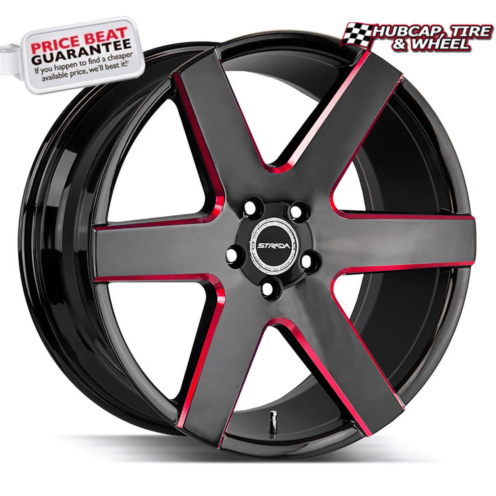 Strada Coda 22X9.5 Gloss Black Candy Red Milled Custom Wheel- 5x139.7 ...