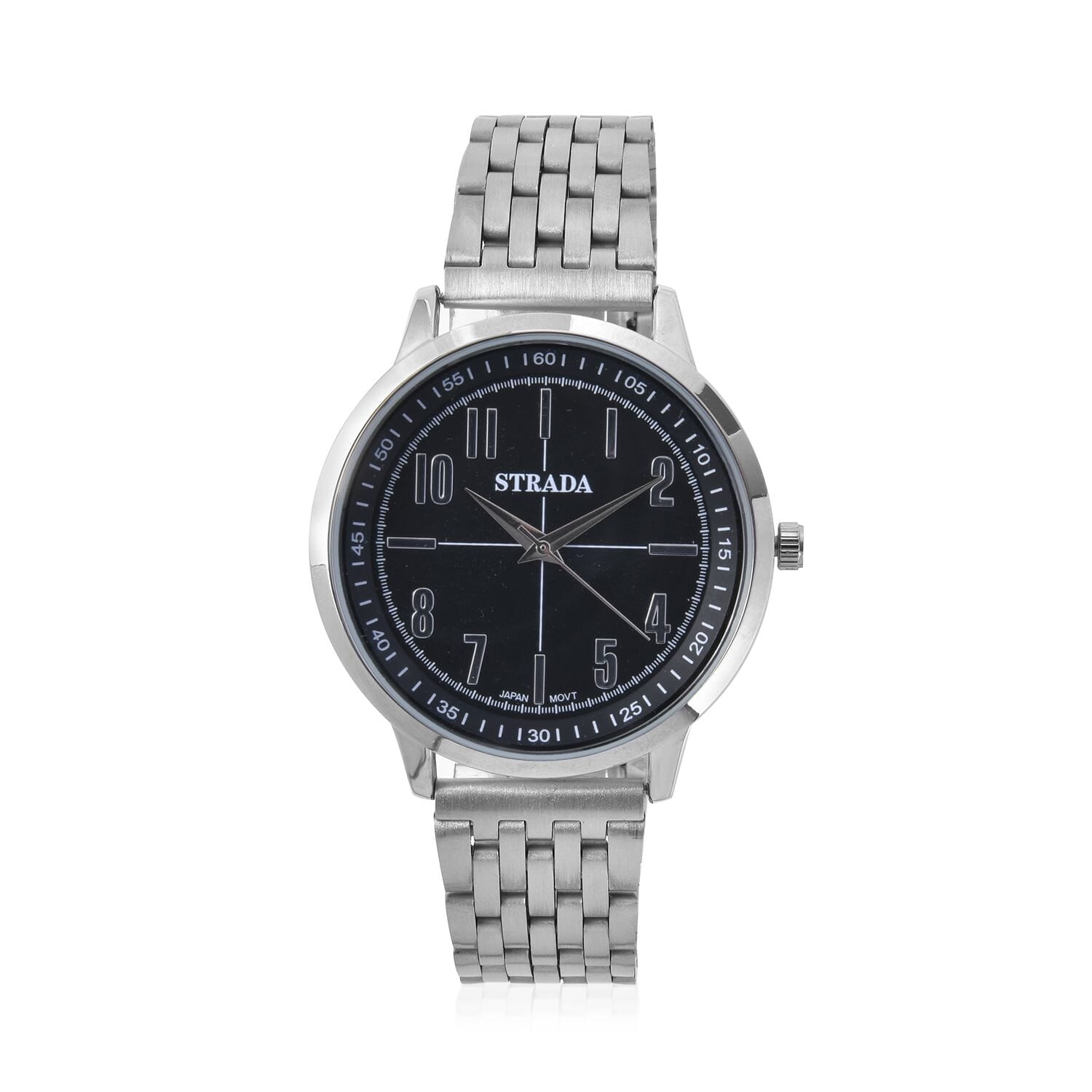Strada Japanese Movement Black Color Dial Watch in Stainless Steel ...