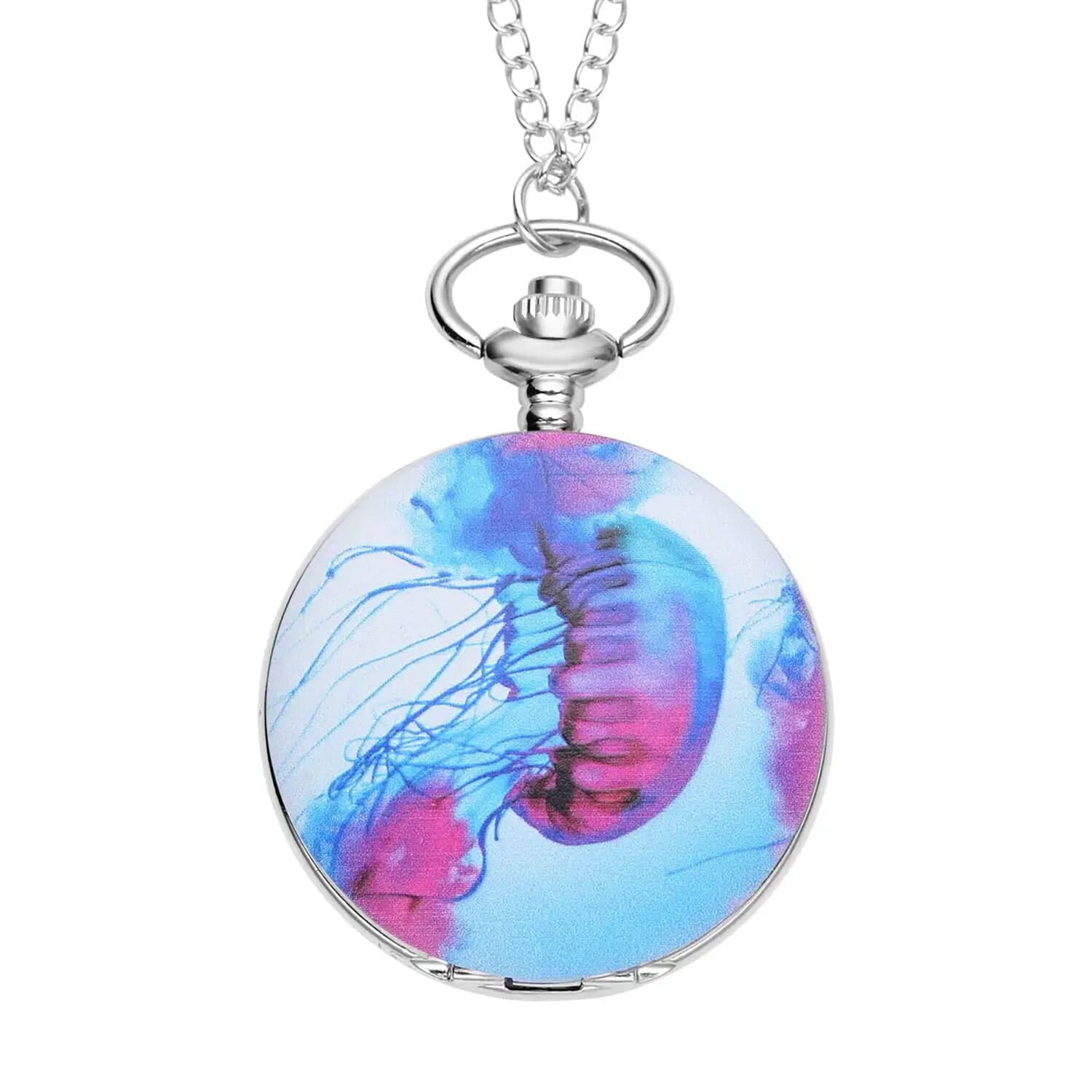 STRADA Japanese Movement Jelly Fish Pattern Pocket Watch with Chain up ...