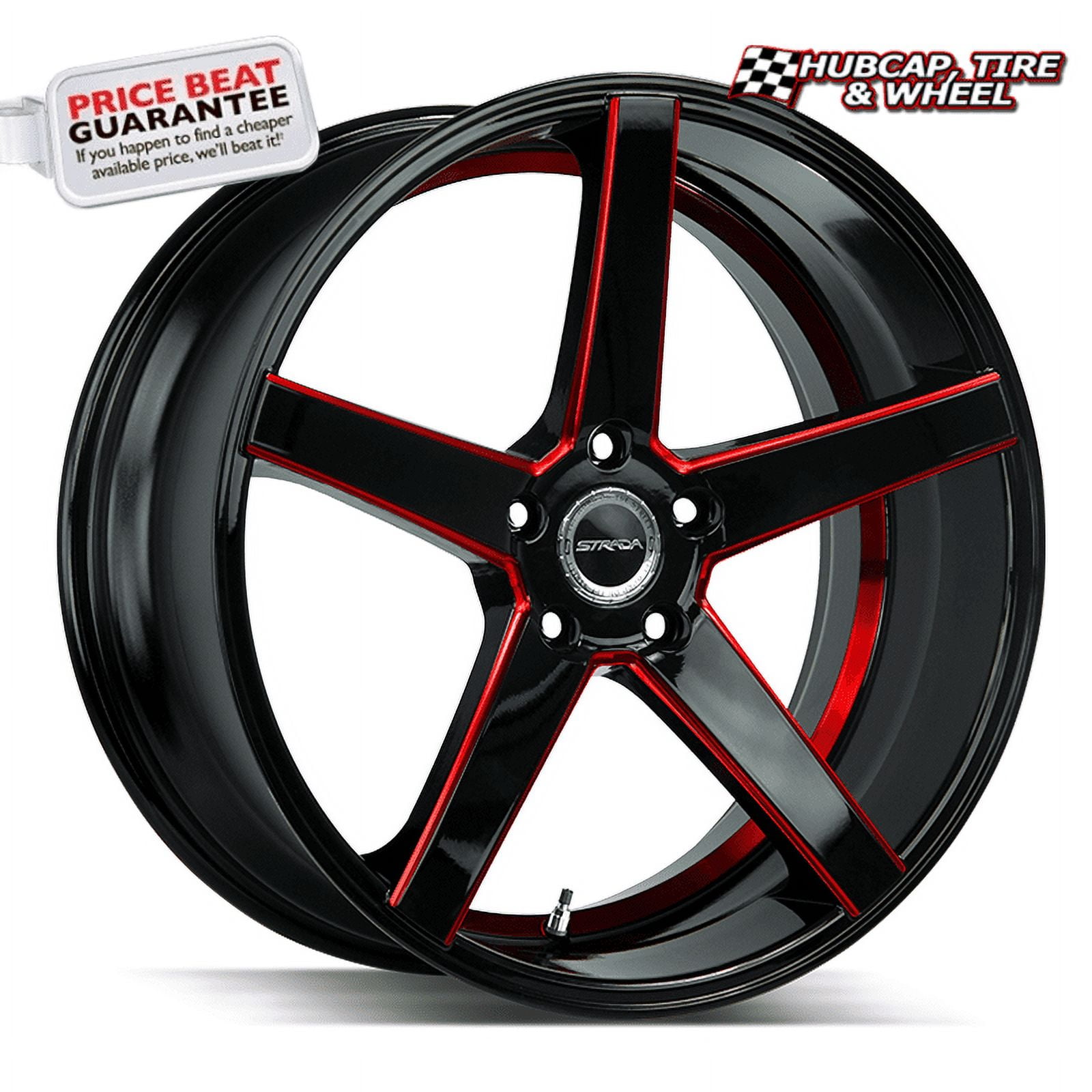 Strada Perfetto 20X8.5 Gloss Black Candy Red Milled Custom Wheel ...