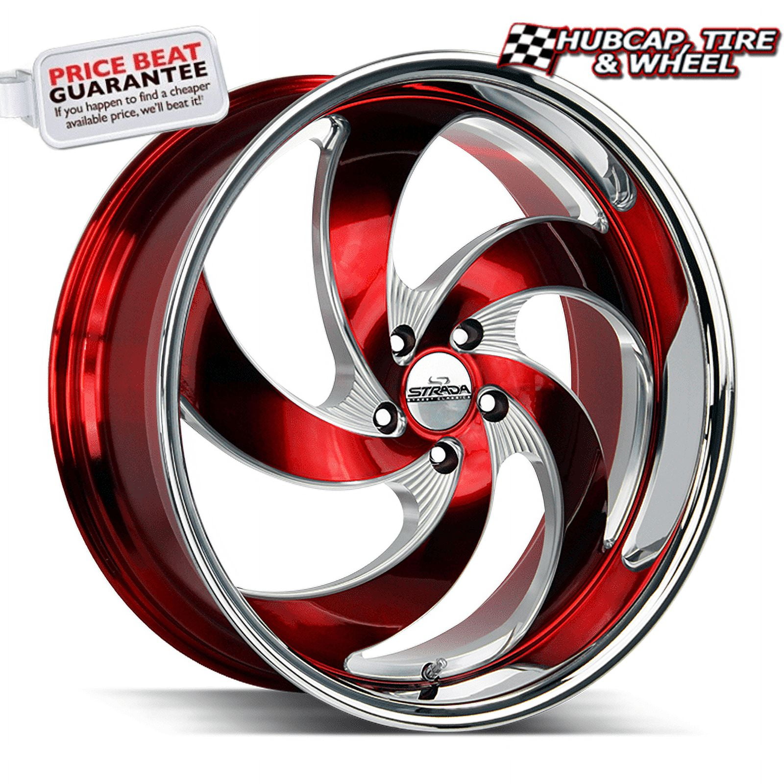 Strada Street Classics RETRO 5 Candy Red Milled Ss Lip - 22X10-5X120 ...