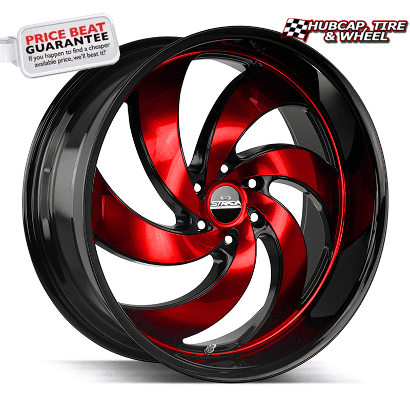 Strada Street Classics RETRO 6 Gloss Black Candy Red Machine - 26X10 ...