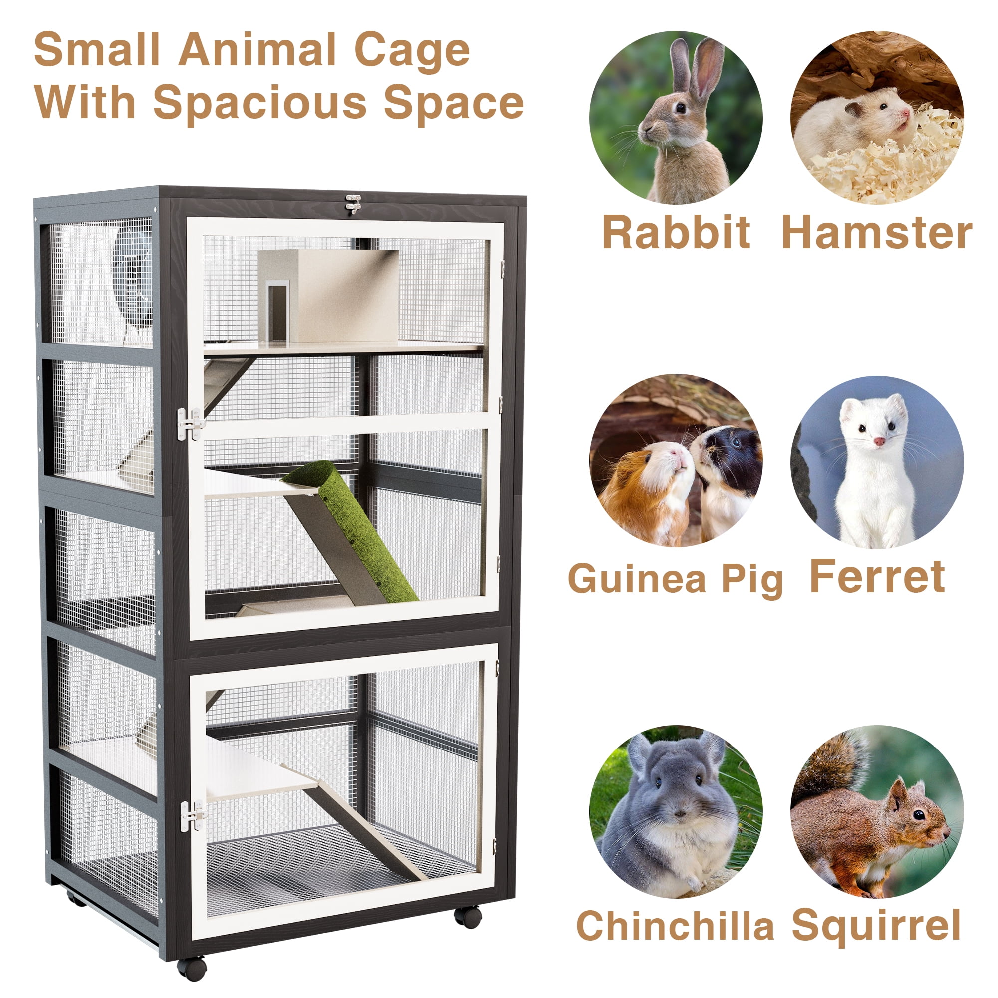 Strafriture Large Chinchilla Cage, 55.1"H 4 Levels Ferret Cage with ...