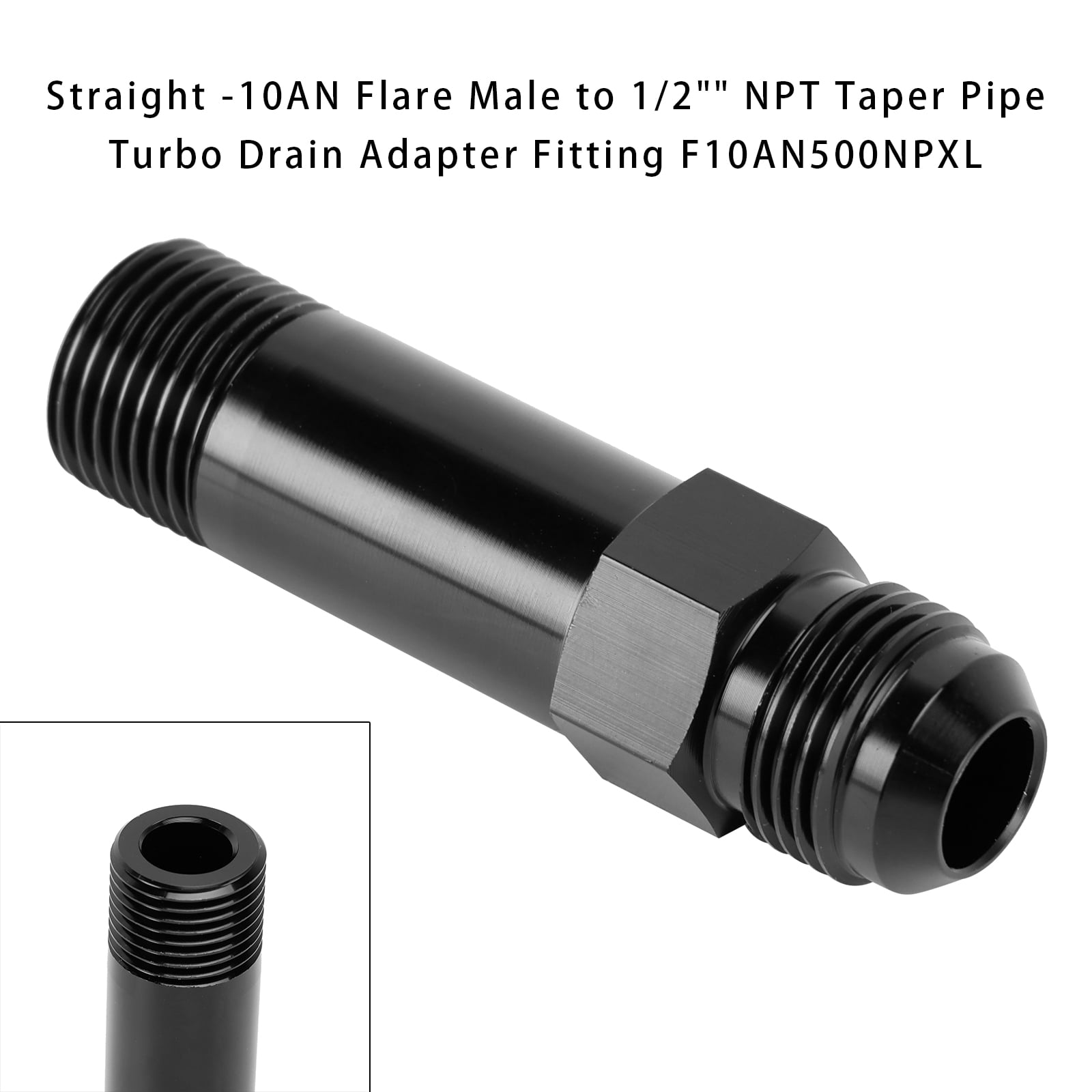 Straight -10AN Flare Male to 1/2" NPT Taper Pipe Turbo Drain Adapter ...