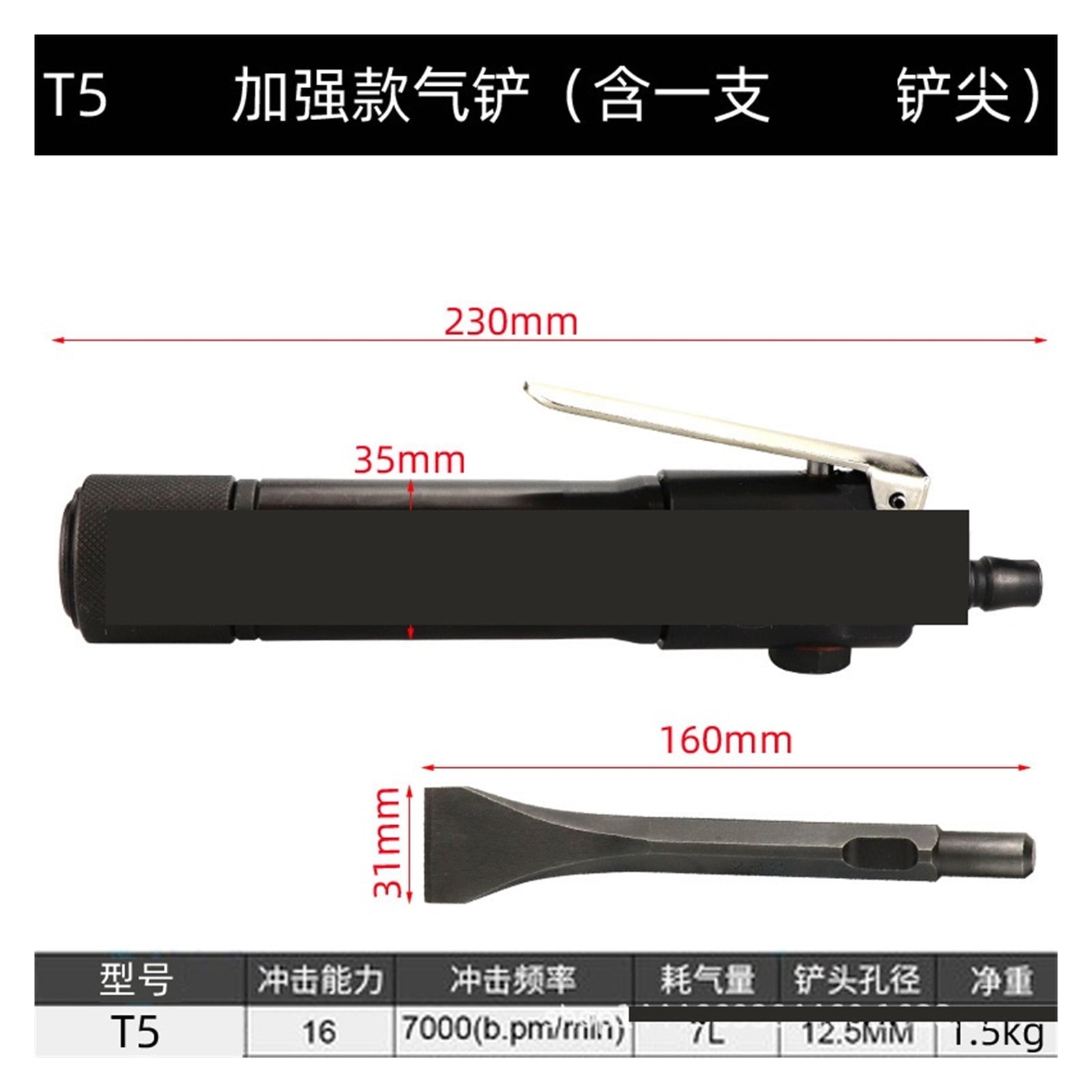 Straight Air Shovel Pneumatic Pick Pneumatic Chisel Rust Remover ...