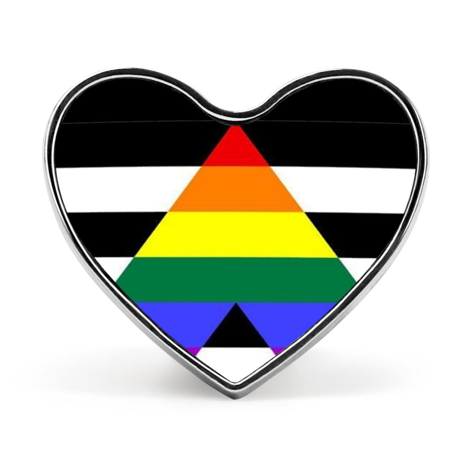 Straight Ally Flag Pins Heart Buttons Enamel Badges Brooches for Men ...