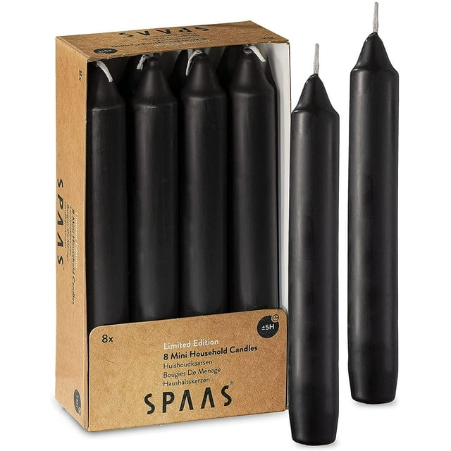 Straight Black Candlesticks, 6" Unscented Black Candles, 5 Hour Burning ...