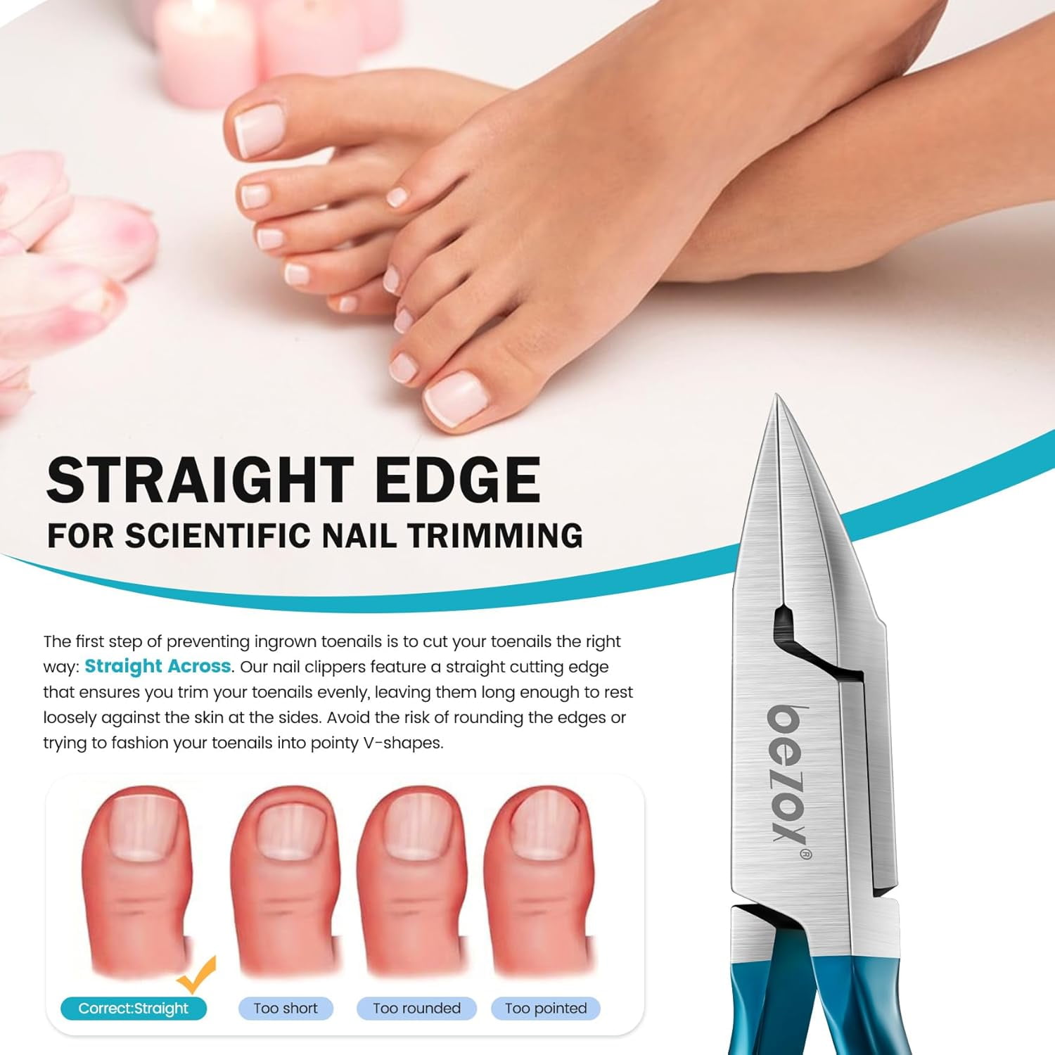 Straight Blade Toenail Clippers for Seniors Thick Toenails - Wide Open ...