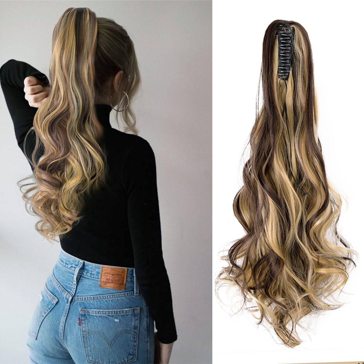 Straight Clip On Ponytail Hair Extensions 22Inch Long 130g/pack ...