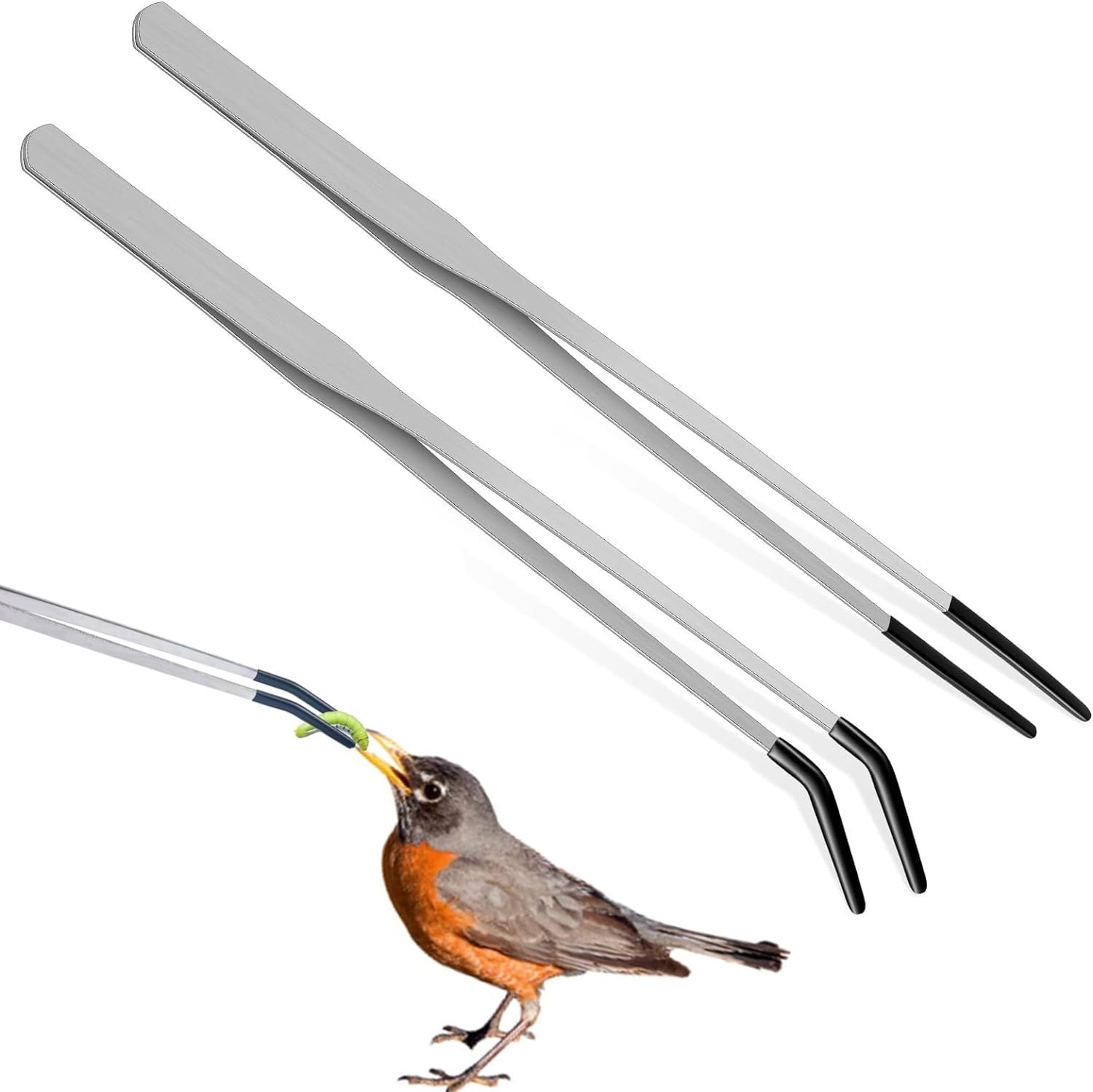 Straight and Curved Aquarium Tweezers,Happon 2 Pieces Tweezers with ...