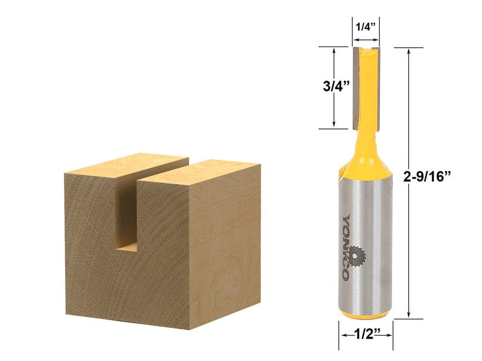 Straight/Dado Router Bit - 1/4"W x 1/2"H - 1/2" Shank - Yonico 14155 ...