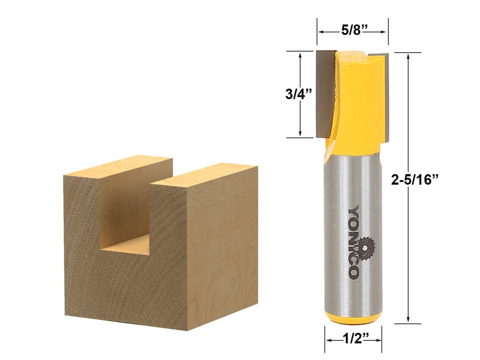Straight/Dado Router Bit - 5/8"W x 3/4"H - 1/2" Shank - Yonico 14159 ...