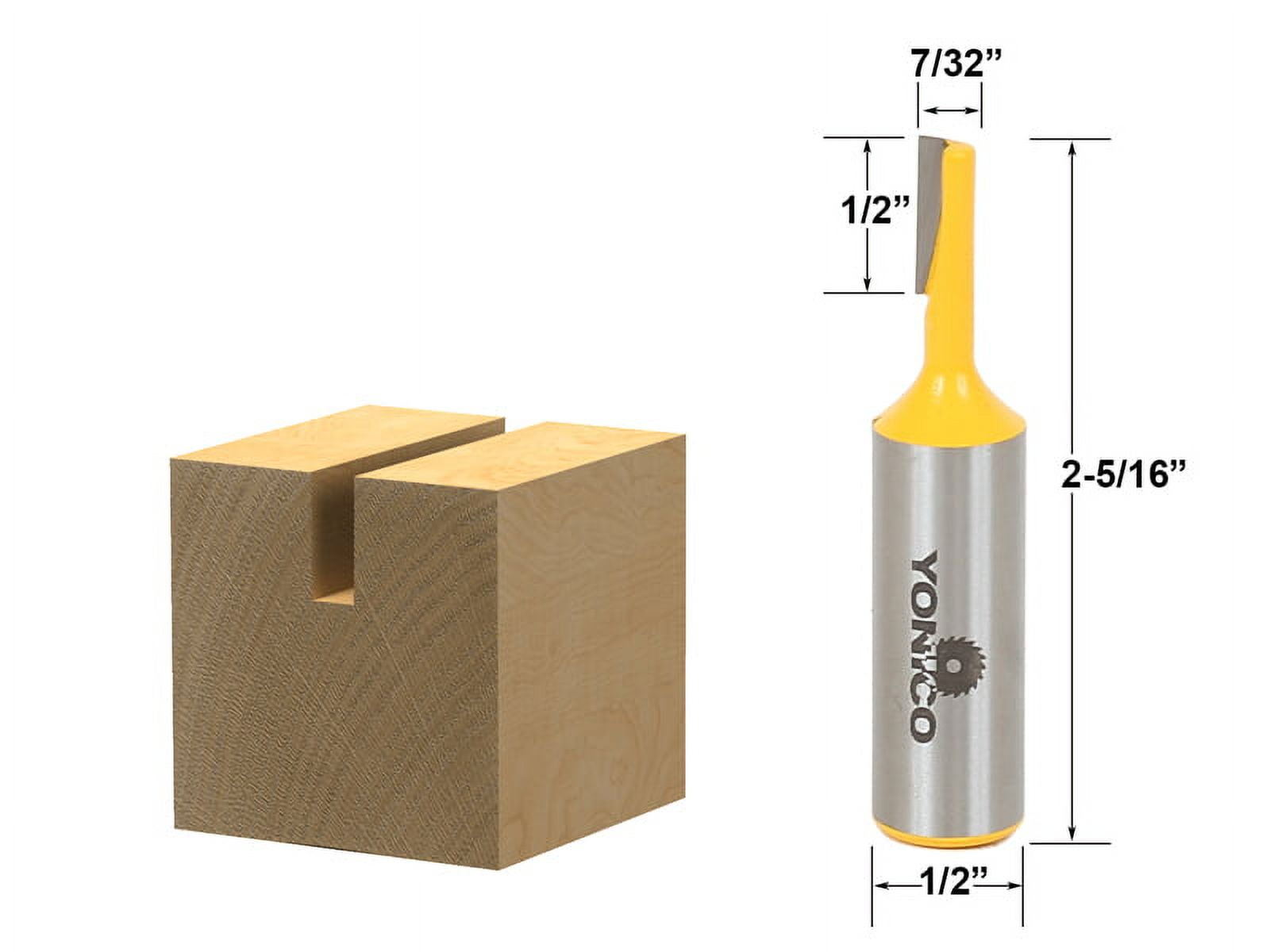 Straight/Dado Router Bit - 7/32"W x 1/2"H - 1/2" Shank - Yonico 14154 ...