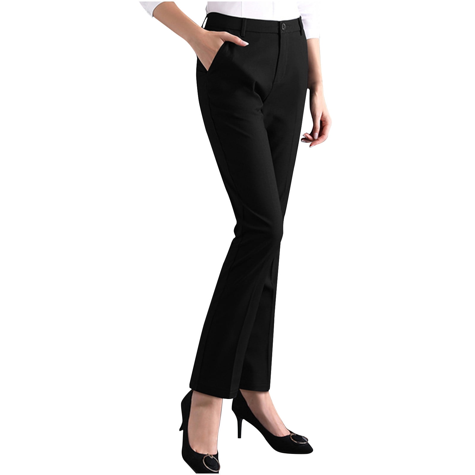 Straight Dress Pants Women Classic Business Casual Work Trousers High ...