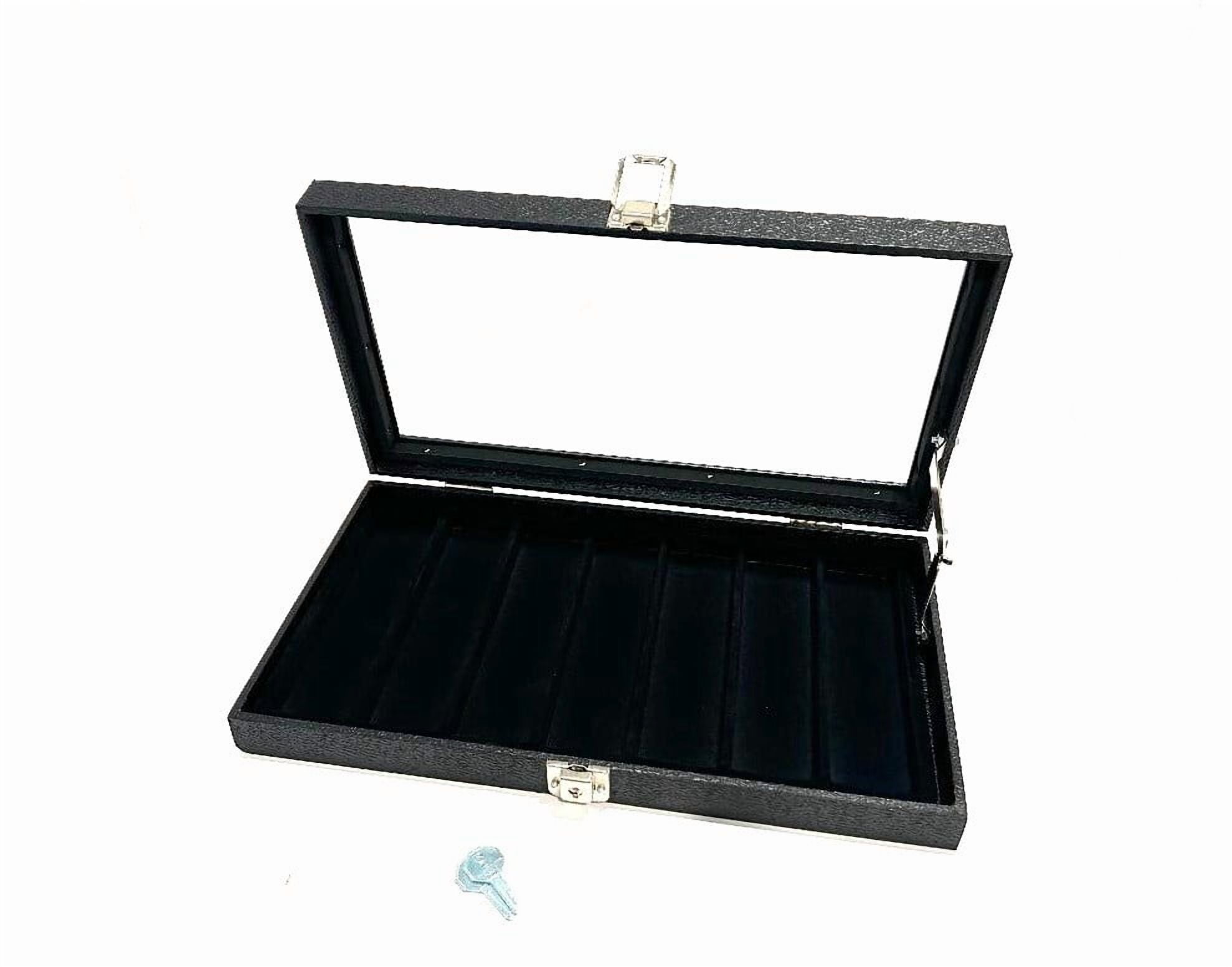 Straight Edge Razor 7 Slot Key Lock Lid Support Black Glass Top Display ...