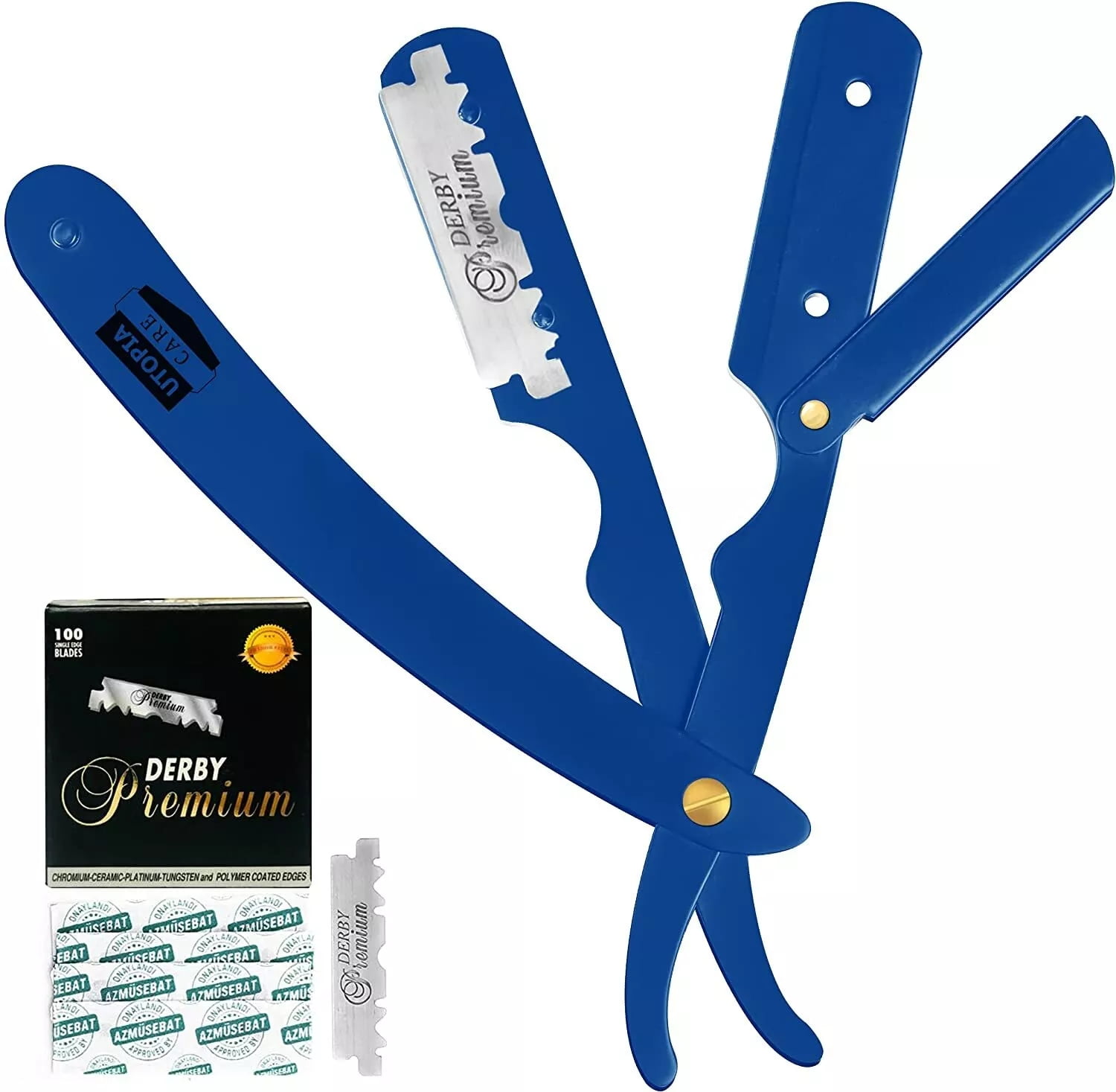 Straight Edge Samurai Shaving Cut Throat Razor 100 Derby Blades ...