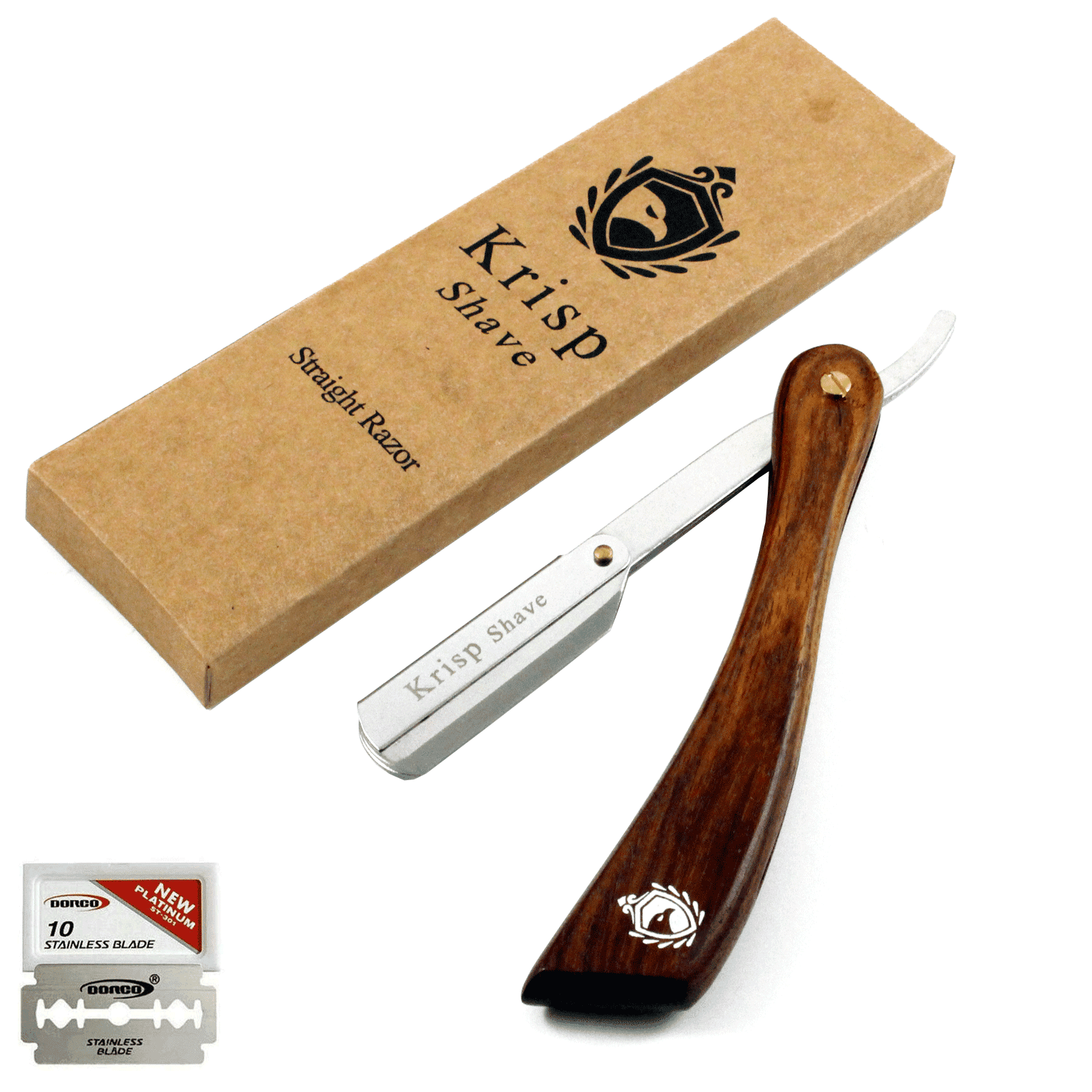 Straight Edge Shaving Razor For Men Barber Salon Wood Handle + 10 ...