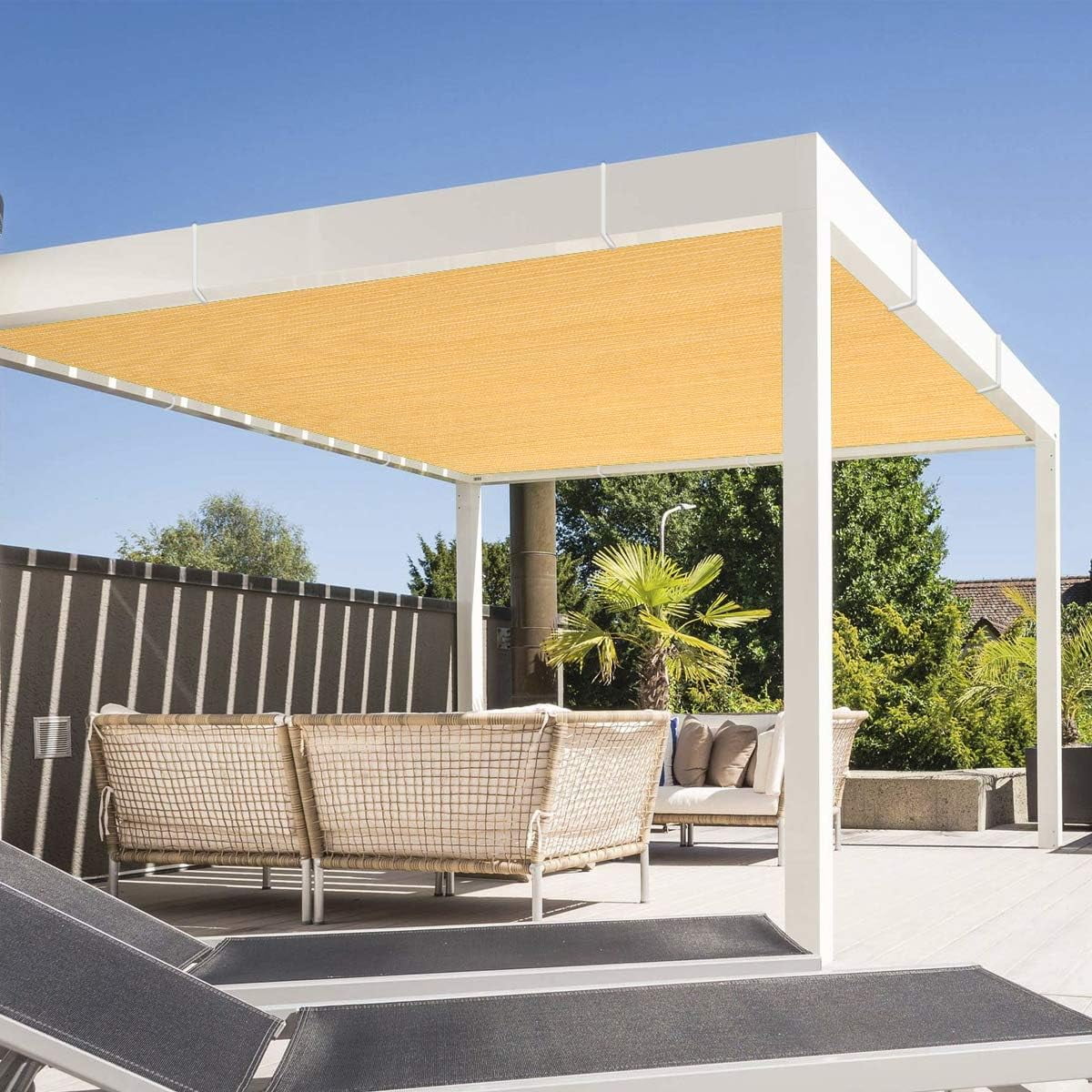 Straight Flat Edge Sun Shade Sail with Grommets - Patio Shade Cover for ...
