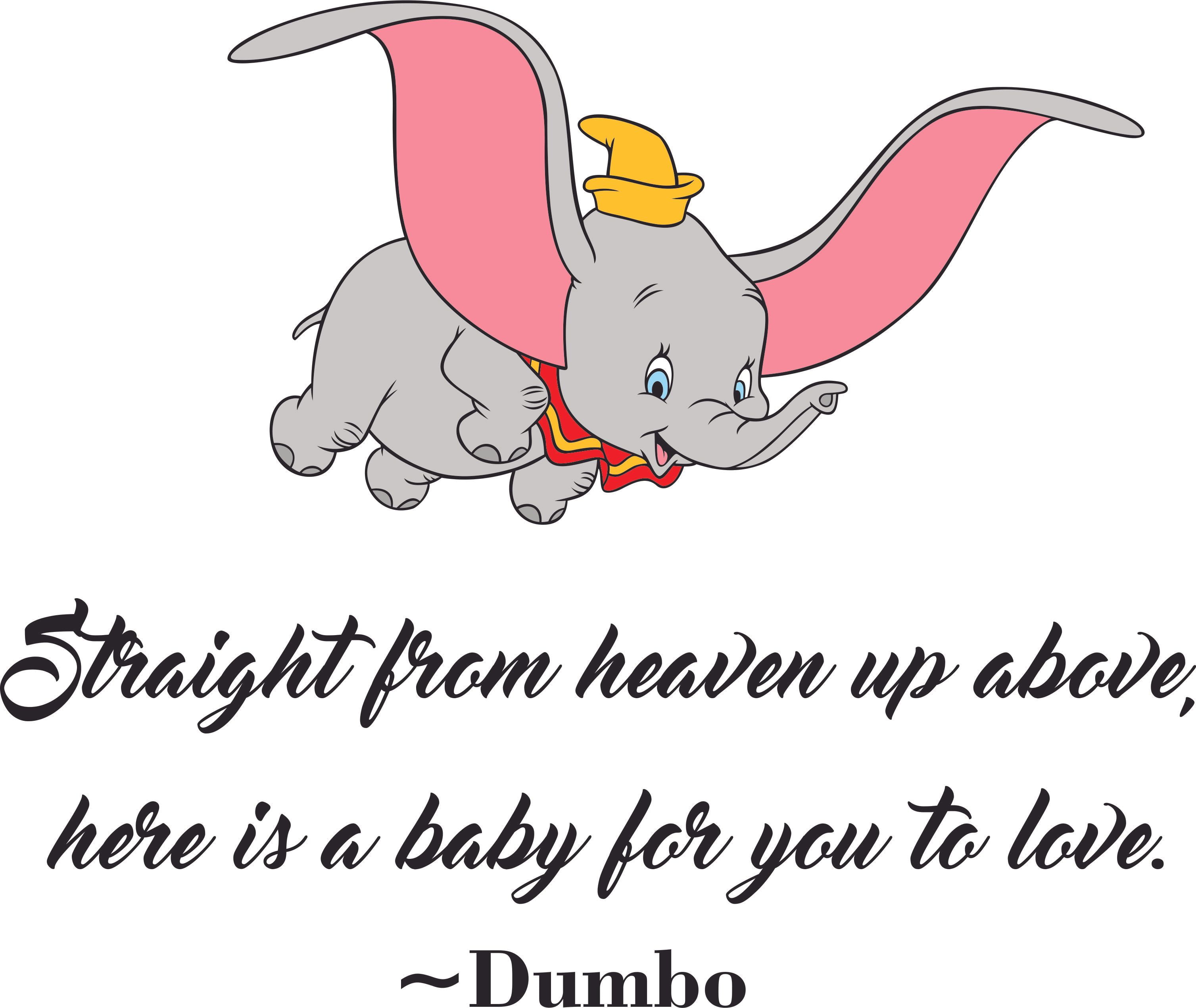 Straight From Heaven Dumbo Flying Customized Wall Decal - Custom Vinyl ...