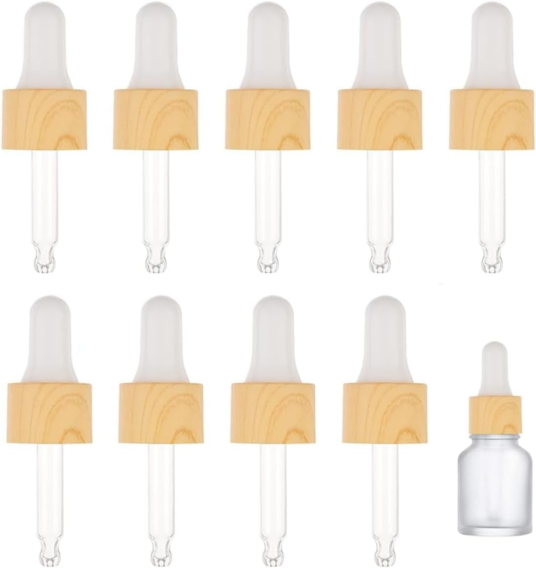Straight Glass Eye Droppers with Rubber Extrusion Head and Wood Grain ...