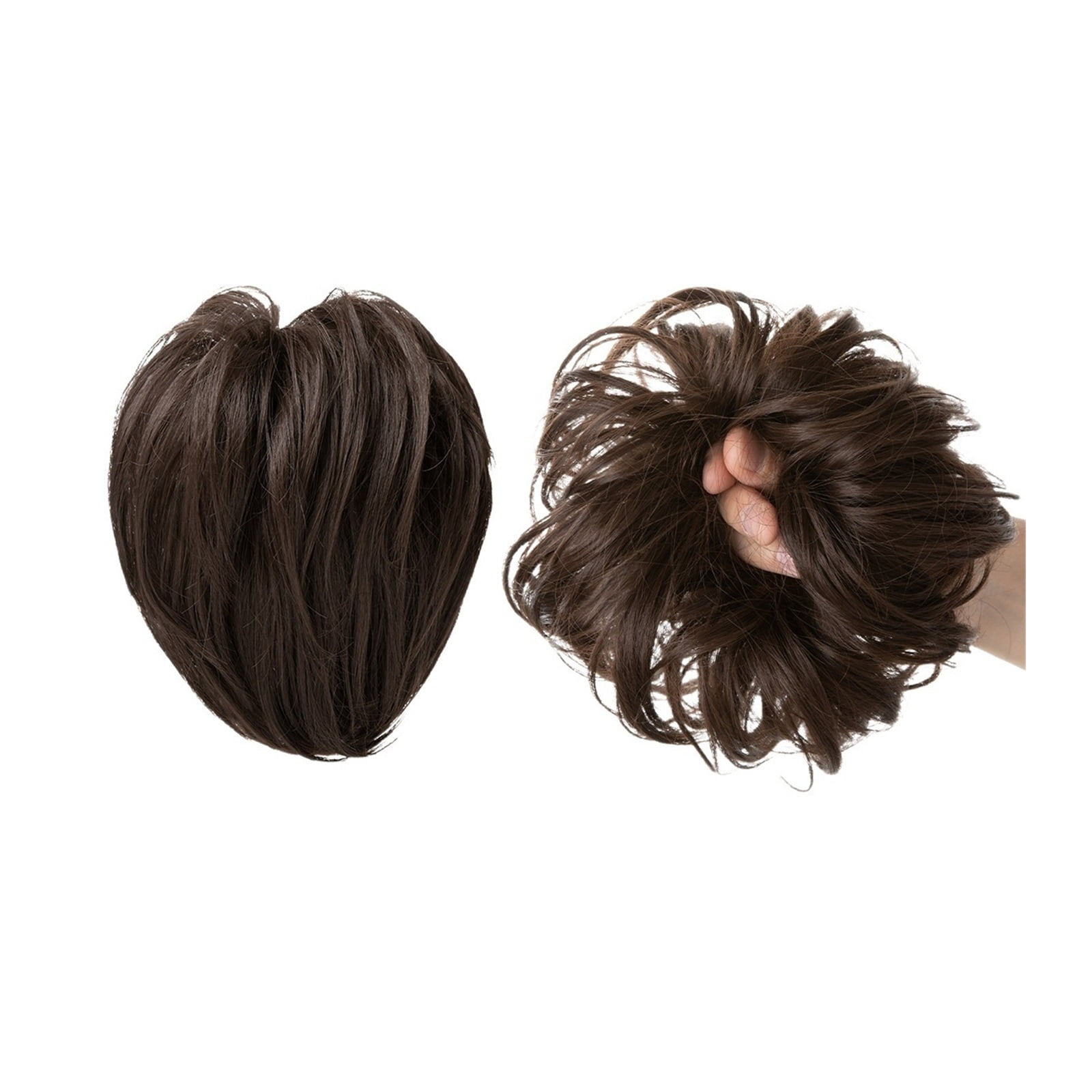 Straight Hair Buns Hair Piece Synthetic Messy Bun with Elastic Rubber ...