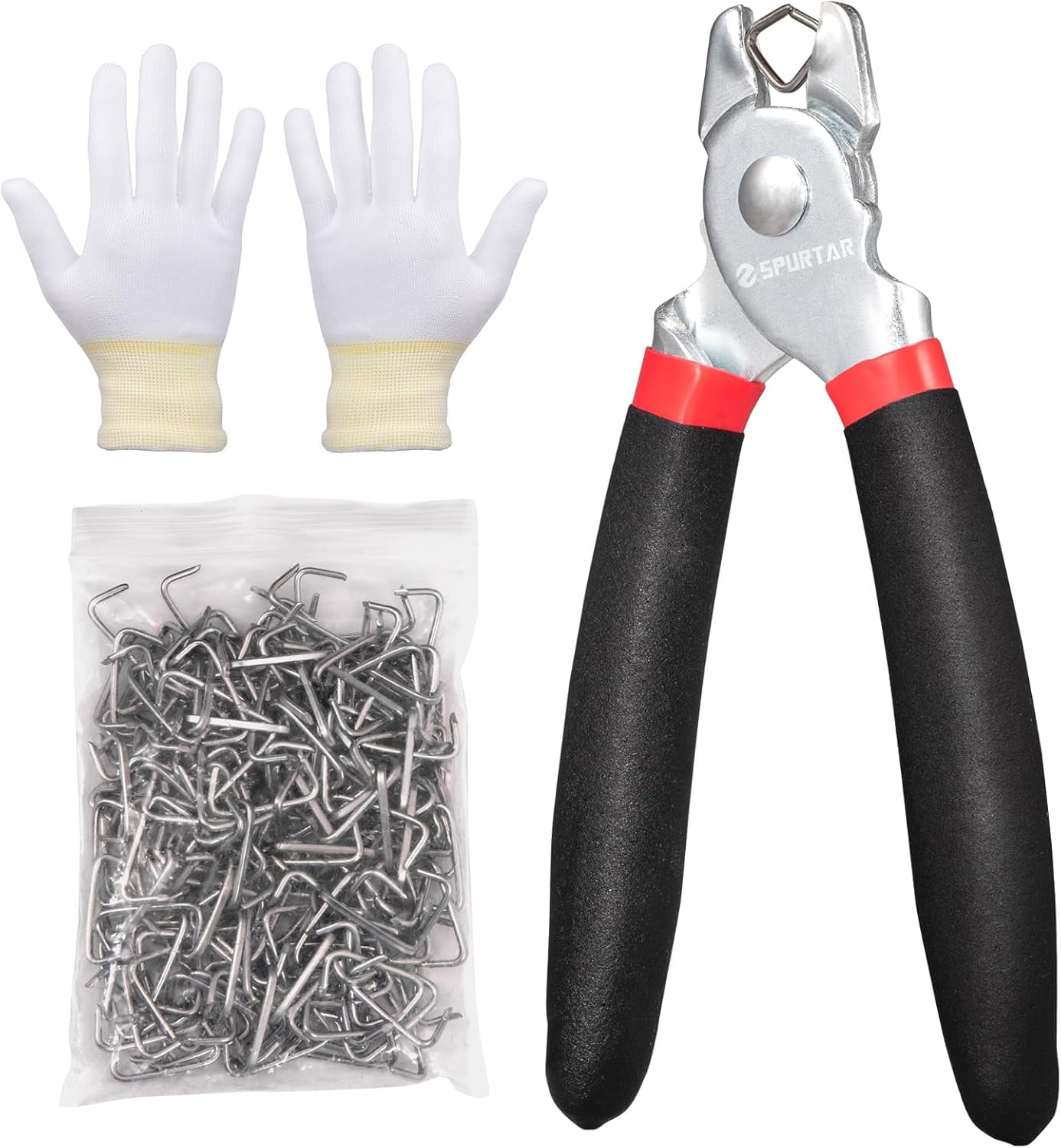 Straight Hog Ring Pliers Kit with 500pcs 3/4" Hog Rings Spring-Loaded ...