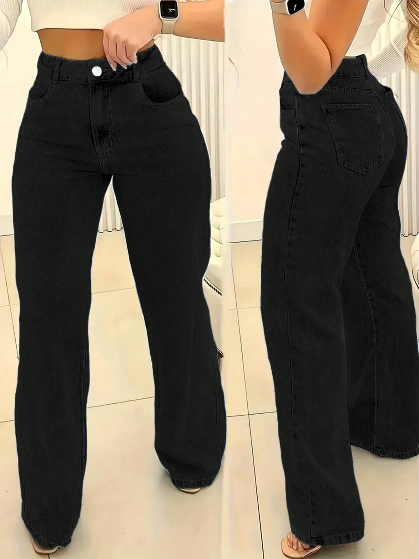 Straight Jeans, Diagonal Pocket Loose Style Street Fashion Brand Loose ...