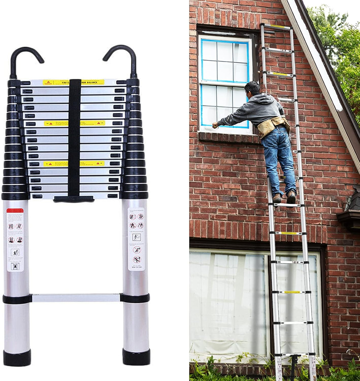 Straight Ladder 2.5M+2.5M Multifunction Folding Ladder Aluminum Ladder ...