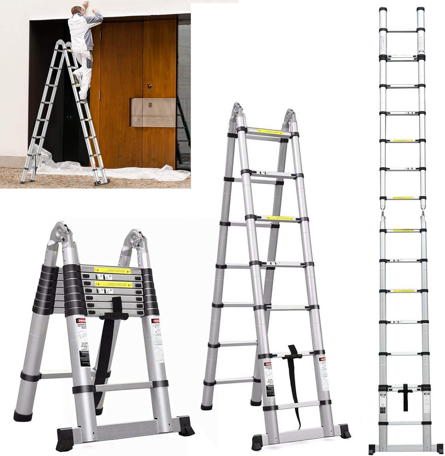 Straight Ladder 2.5M+2.5M Multifunction Folding Ladder Aluminum Ladder ...
