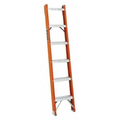 Straight Ladder, Fiberglass, Natural Finish, 300 lb Load Capacity ...