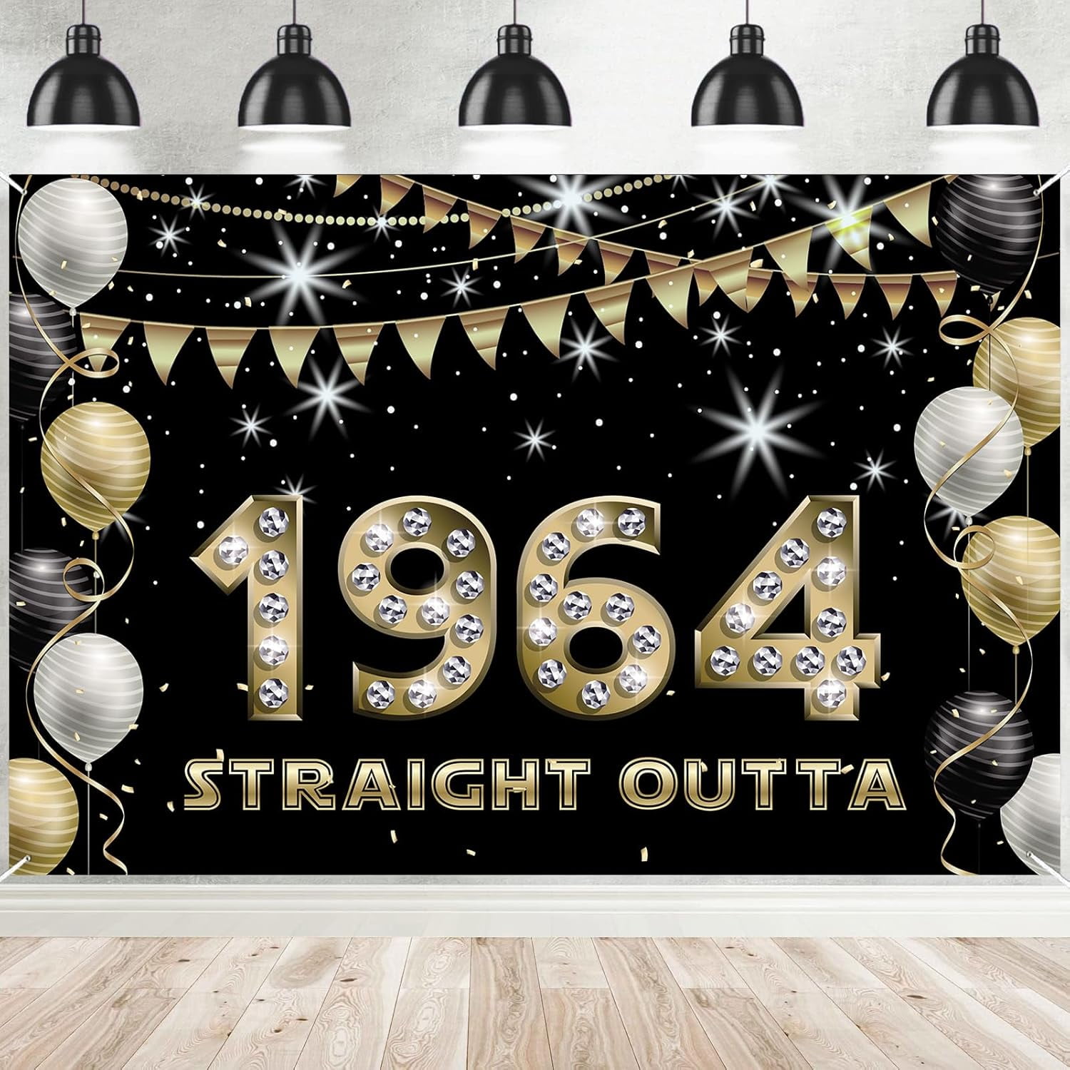 Straight Outta 1964 Birthday Banner Backdrop, Cheer to 60 Years ...