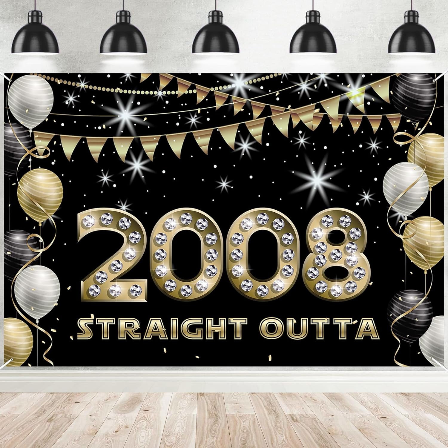 Straight Outta 2008 Birthday Banner Backdrop, Cheer to 16 Years ...
