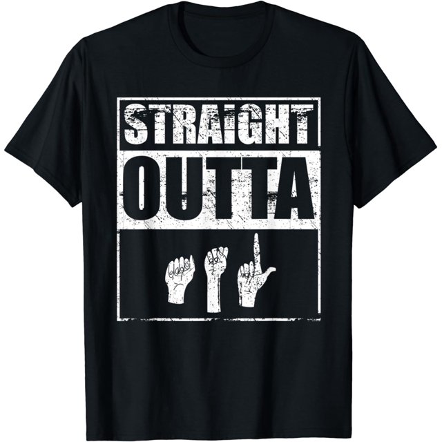 Straight Outta ASL for Sign Language Users and Deaf Pride T-Shirt ...
