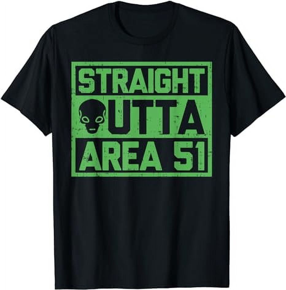 Straight Outta Area 51 Alien Face Funny Nevada Alien UFO ET T-Shirt ...