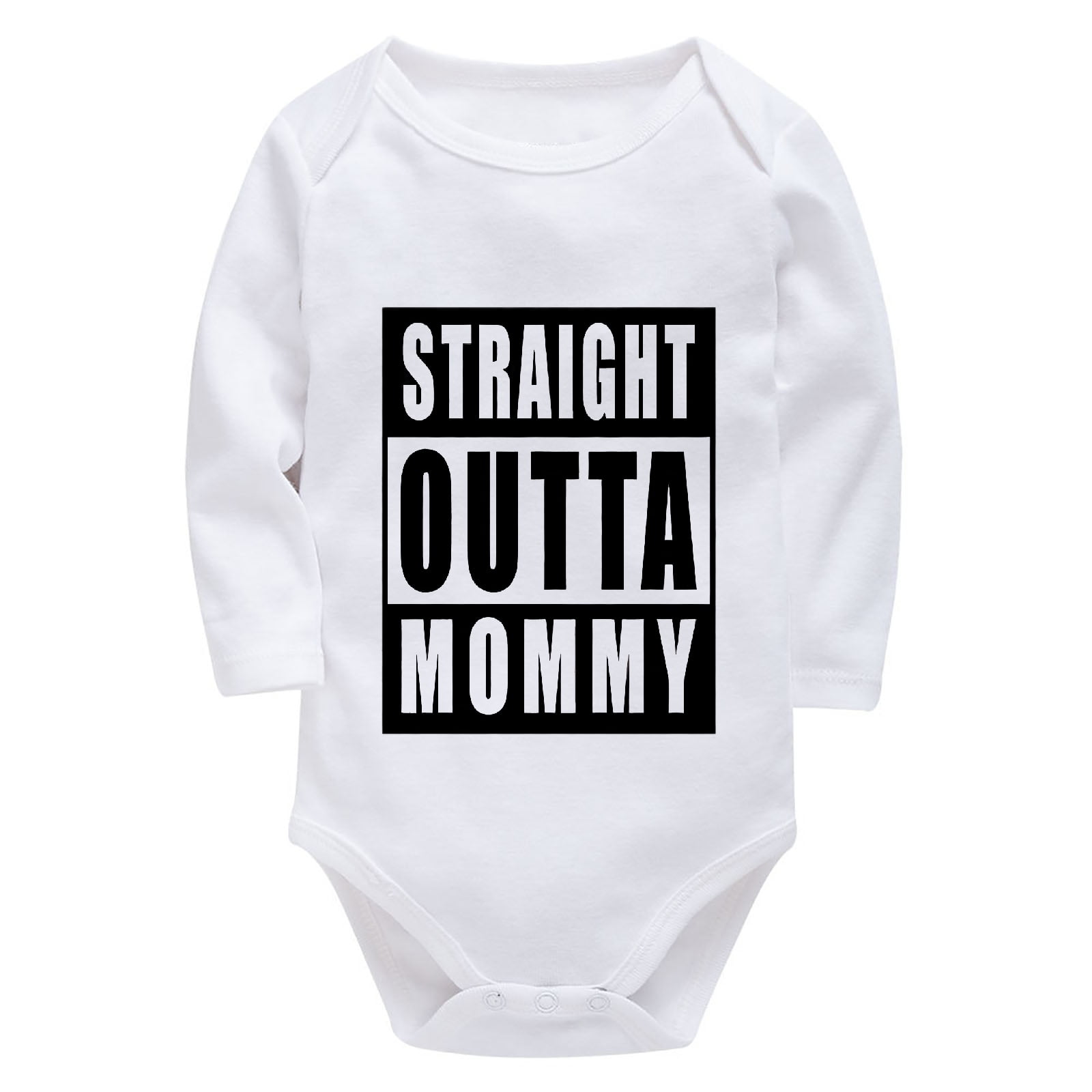 Straight Outta Mommy Cute Joke Newborn Outfits Girl Long Sleeve Neutral ...