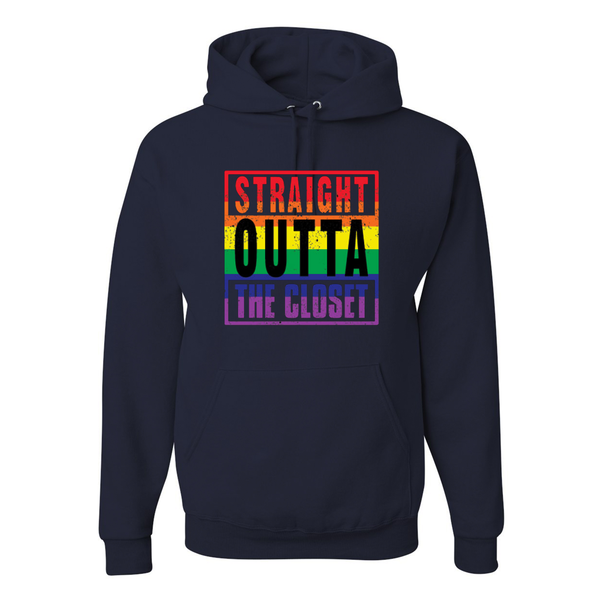 Straight Outta The Closet LGBT Rainbow Pride Mens Hoodies, Navy Blue ...