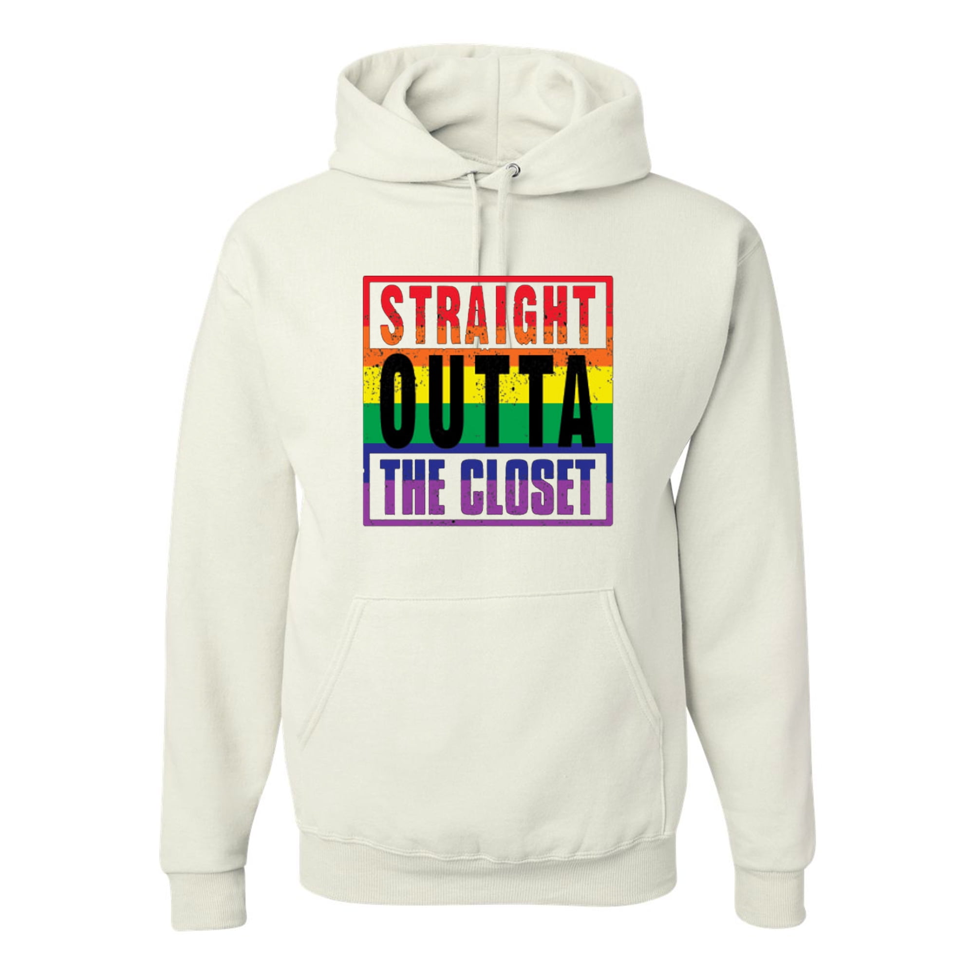 Straight Outta The Closet LGBT Rainbow Pride Mens Hoodies, White, 3XL ...
