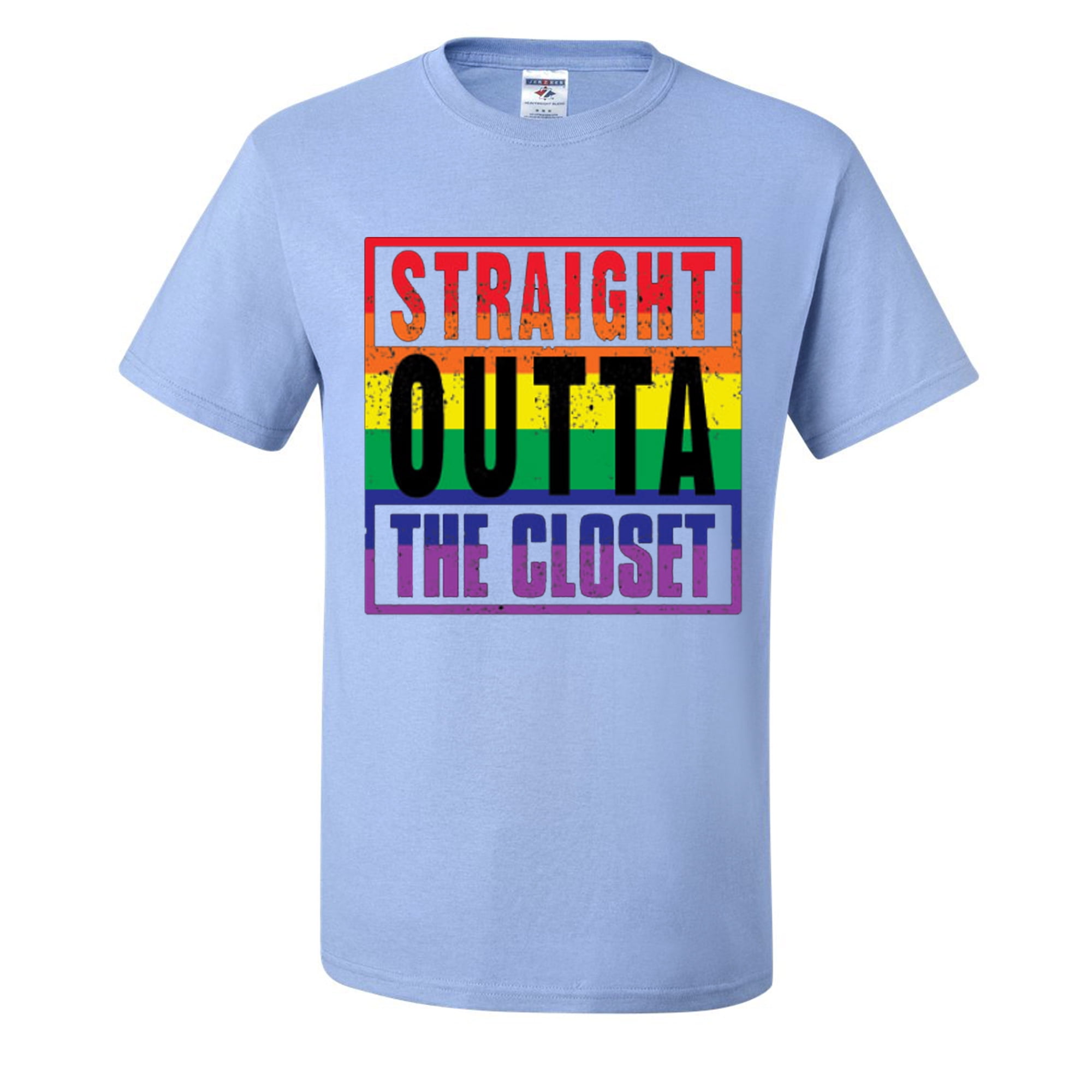 Straight Outta The Closet LGBT Rainbow Pride Mens T-shirts , Light Blue ...