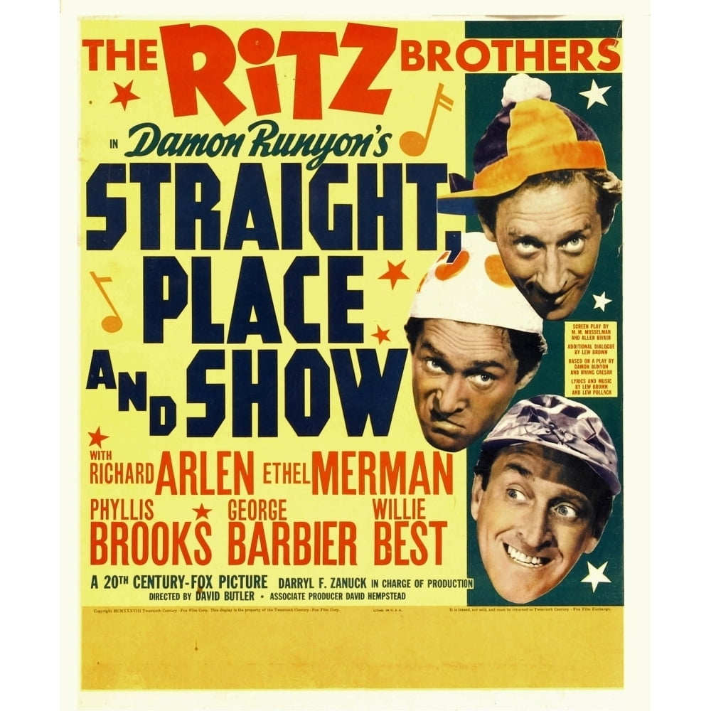 Straight Place And Show Left: The Ritz Brothers On Window Card 1938 ...