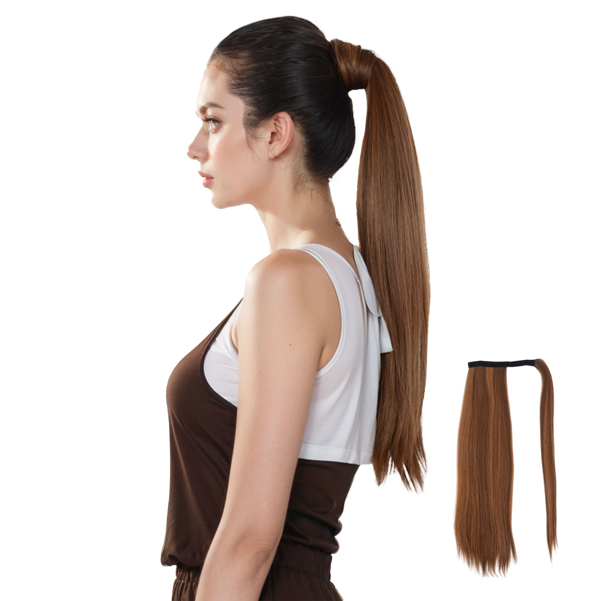 Straight Ponytail Extension - 24 Inch Long Straight Wrap Around ...