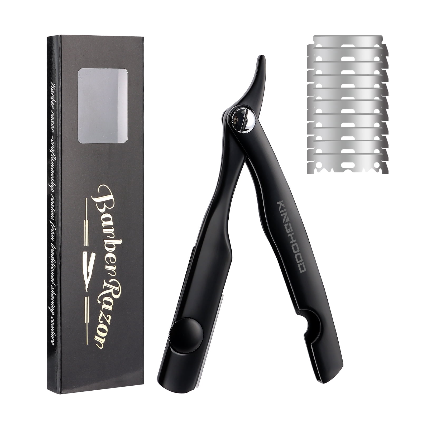 KINGHOOD Men's 1-Blade Straight Razor with 10 Barber Razor Blades ...
