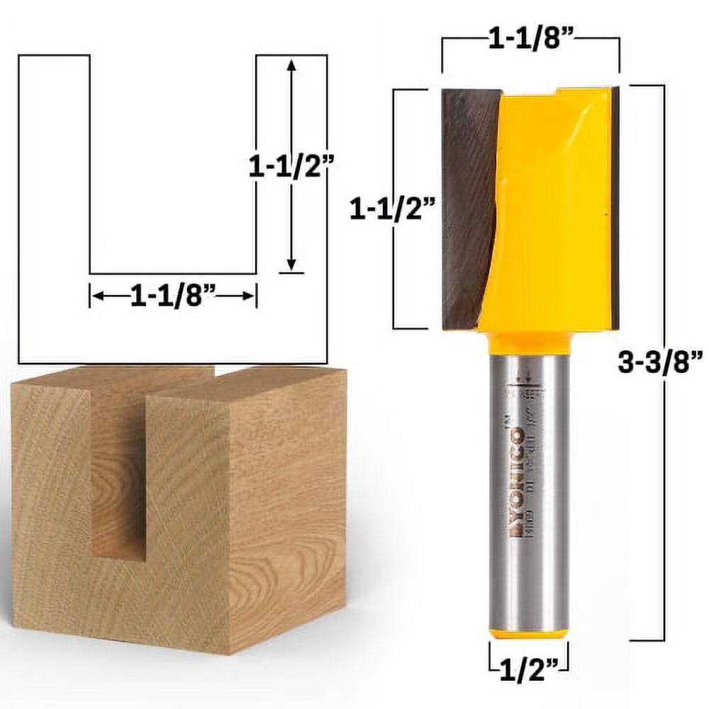 Straight Router Bit 1-1/8" Diameter X 1-1/2" Height - 1/2" Shank ...