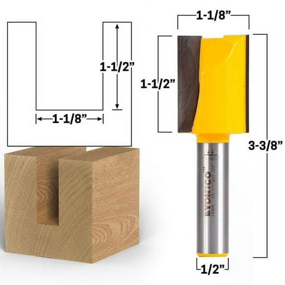Straight Router Bit 1-1/8" Diameter X 1-1/2" Height - 1/2" Shank ...