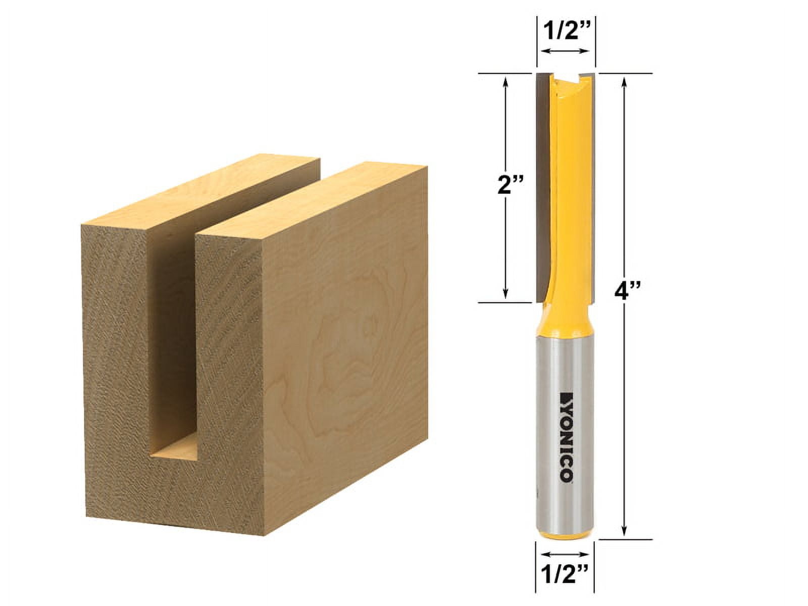 Straight Router Bit - 1/2" Dia. X 2" Length - 1/2" Shank - Yonico 14150 ...