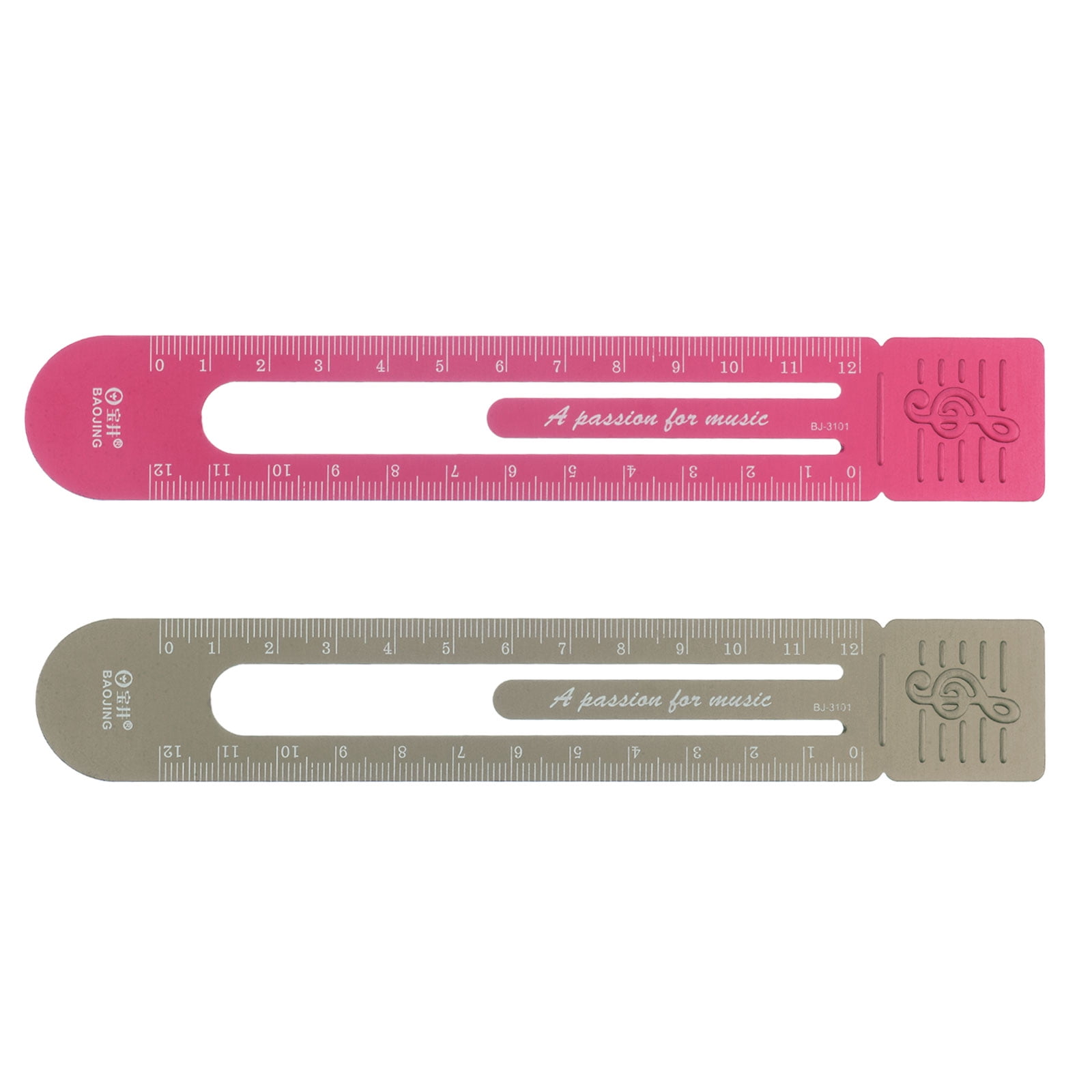 Straight Ruler 12cm Metric Bookmark Clip Design Ruler Brown & Red ...