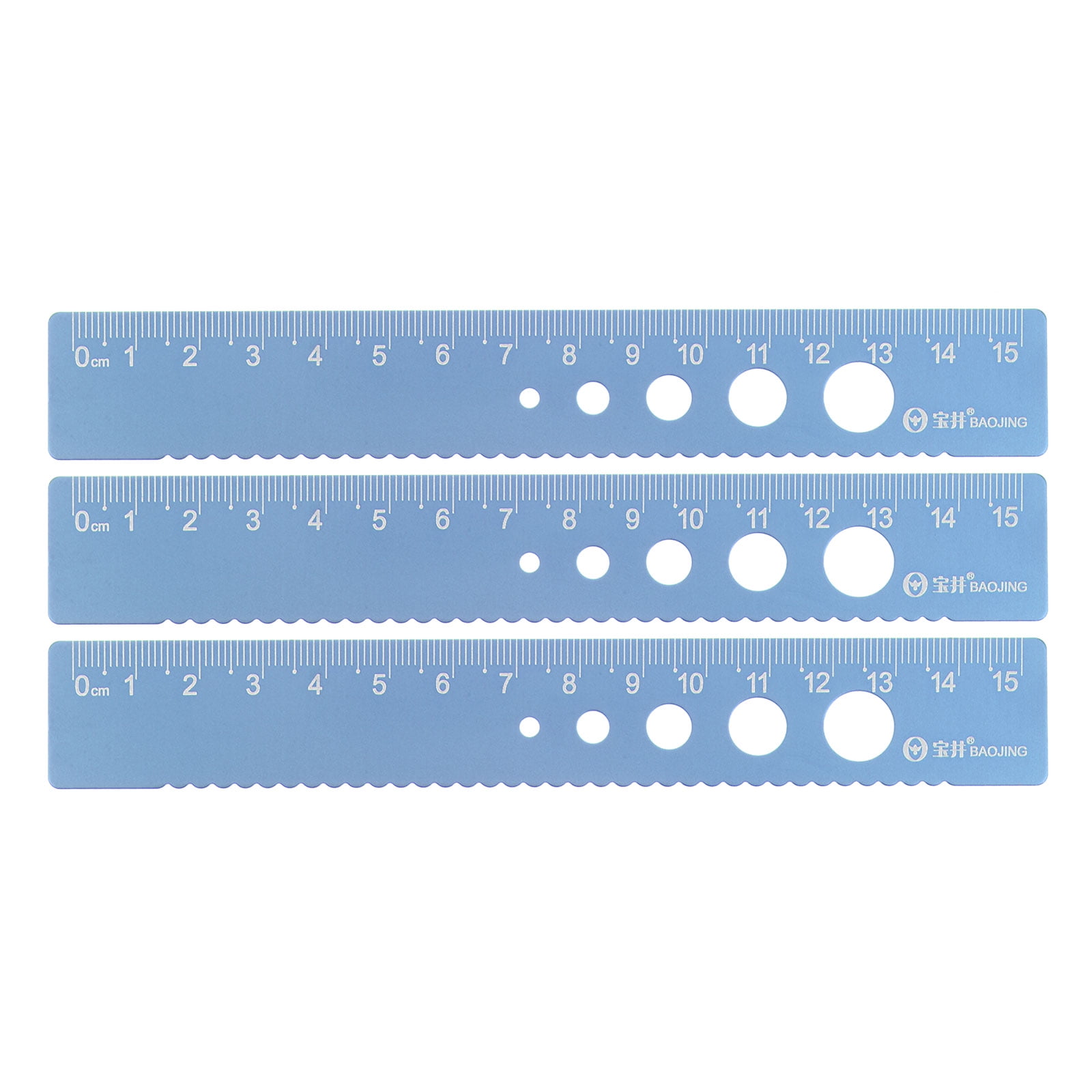 Uxcell Straight Ruler 15cm Metric Wave Edge with Hollow Circle ...