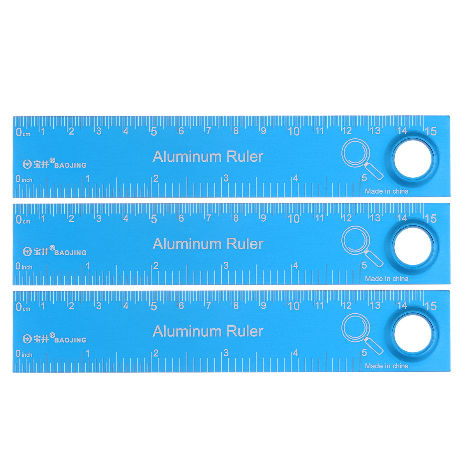 Straight Ruler 6 Inch Metric English System Magnifier Measuring Tool Sky Blue 3 Pieces Walmart