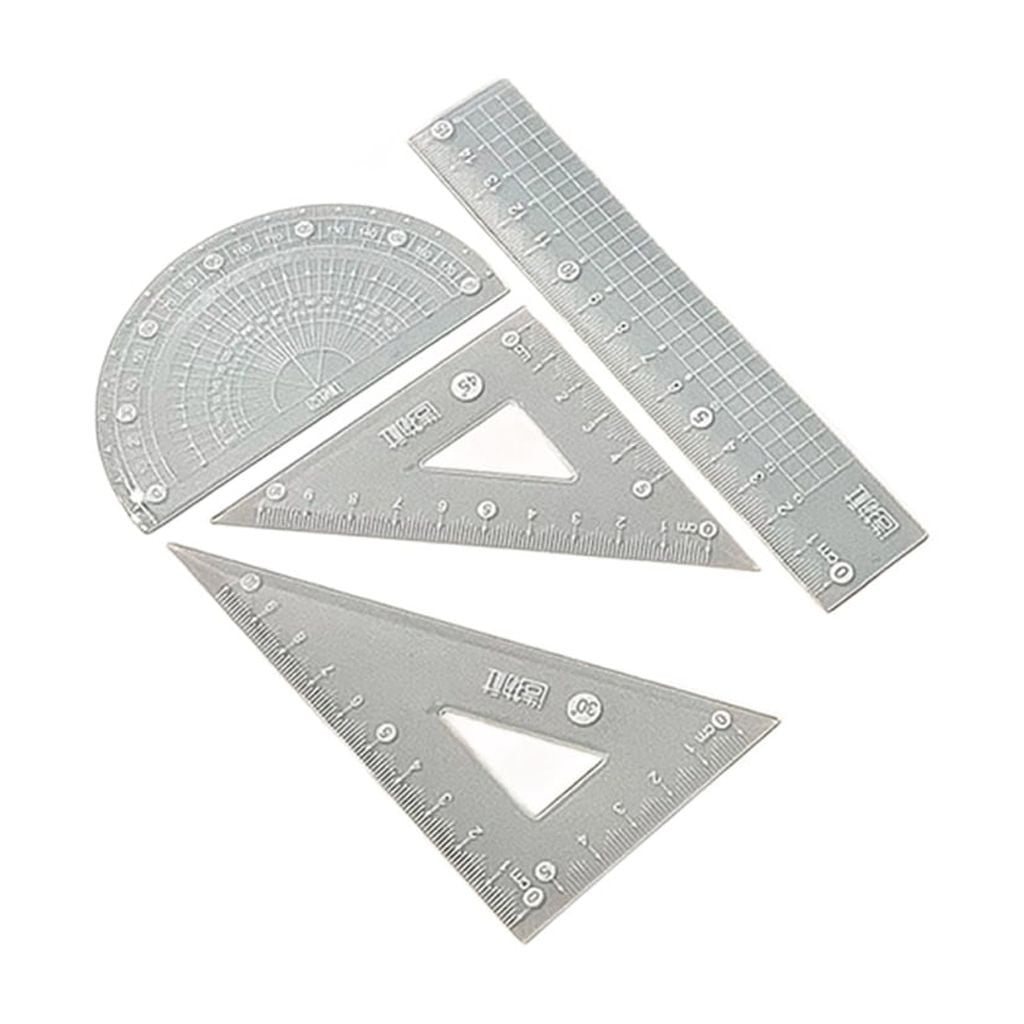 Straight Ruler Set Square Math Protractor Plastic Drafting Ruler ...