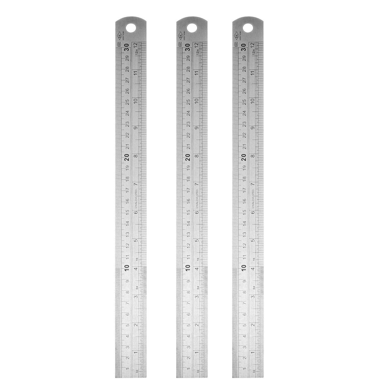 Straight Rulers，3Pcs Stainless Steel Rulers Double Sided Measuring ...